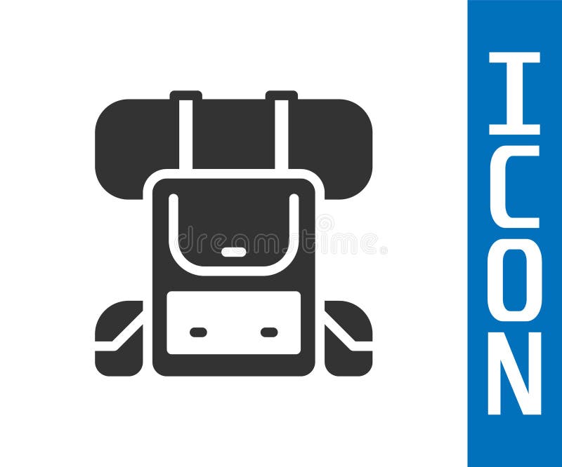 Grey Hiking Backpack Icon Isolated on White Background. Camping and ...