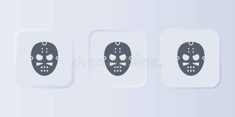 Grey Hockey Mask Icon Isolated on Grey Background. Set Icons in Square ...