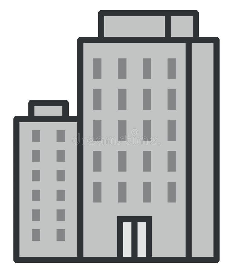 Grey hotel building, icon stock vector. Illustration of modern - 259790231