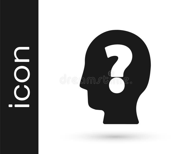 Grey Human Head with Question Mark Icon Isolated on White Background ...