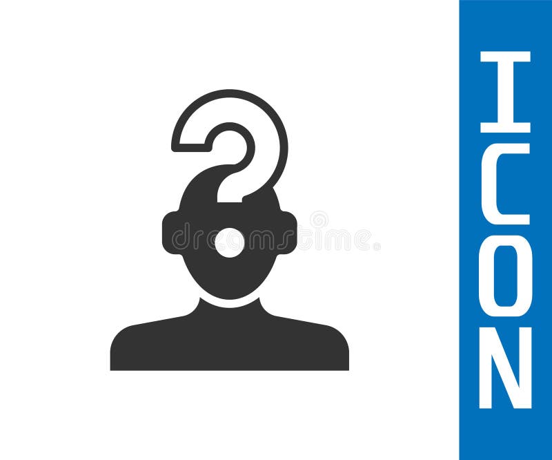 Grey Human Head with Question Mark Icon Isolated on White Background ...
