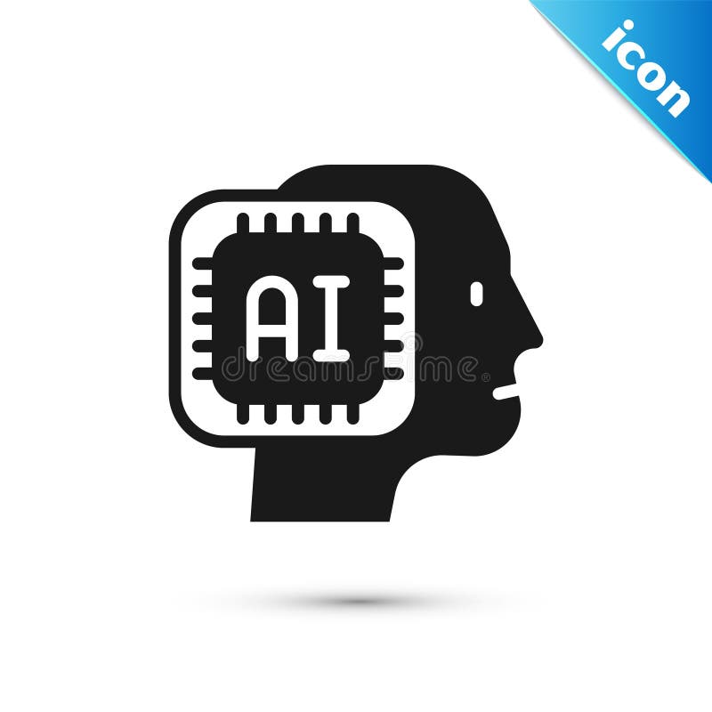 Grey Humanoid Robot Icon Isolated on White Background. Artificial ...