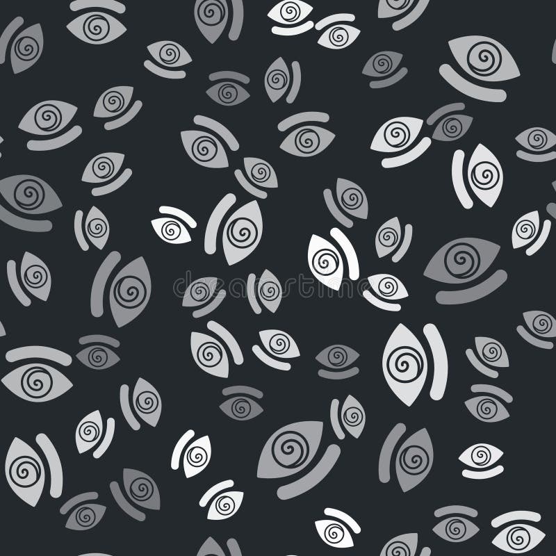 Grey Hypnosis Icon Isolated Seamless Pattern on Black Background. Human ...