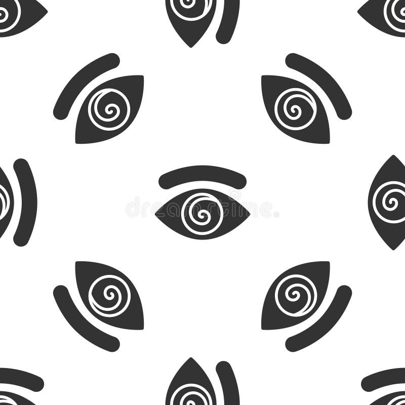 Grey Hypnosis Icon Isolated Seamless Pattern on Black Background. Human ...