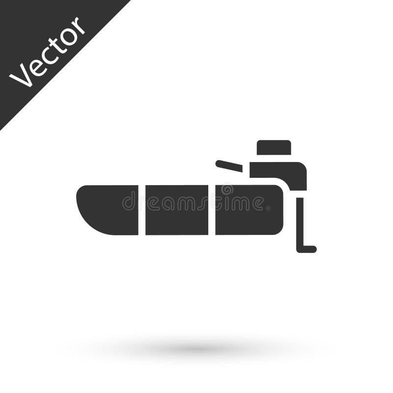 Grey Inflatable Boat with Outboard Motor Icon Isolated on White ...