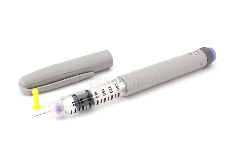 Grey insulin syringe pen stock photo. Image of analyze - 46281126