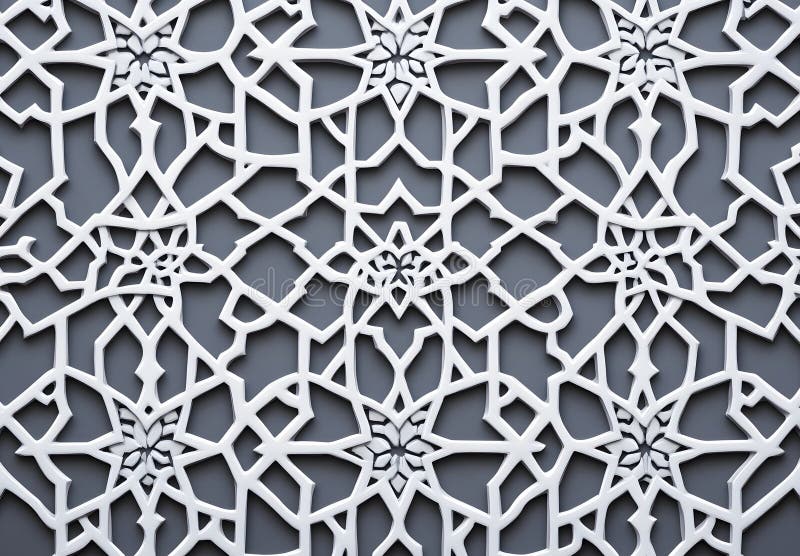 Grey Islamic Pattern Background with White Geometric Designs Stock ...