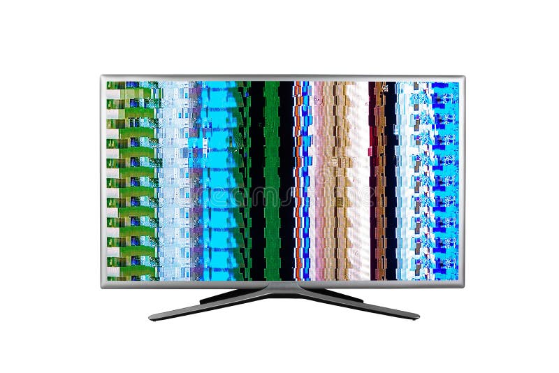 Grey 4K Television with Digital Glitches, Distortions on the Screen ...