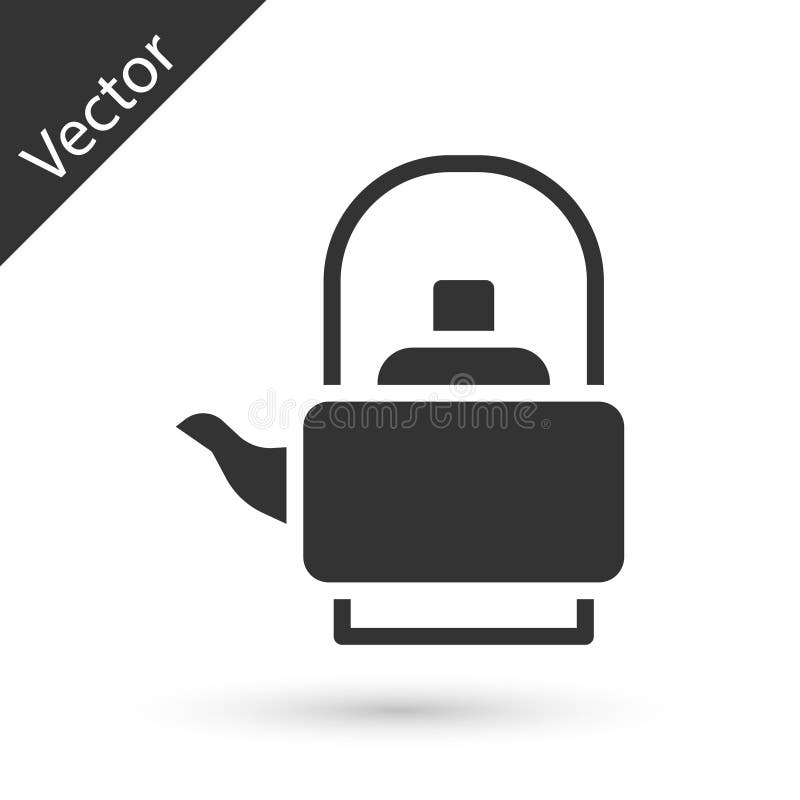 Grey Kettle with Handle Icon Isolated on White Background. Teapot Icon ...