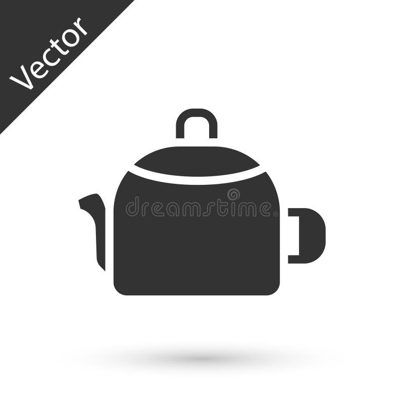 Grey Kettle with Handle Icon Isolated on White Background. Teapot Icon ...