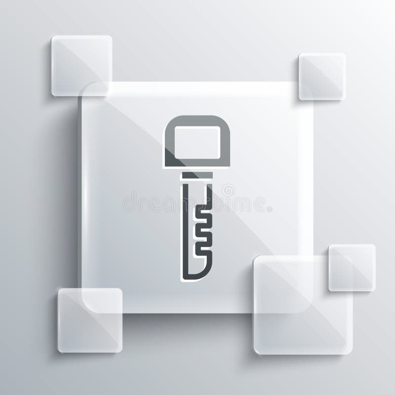 Grey Key Icon Isolated on Grey Background. Square Glass Panels Stock ...