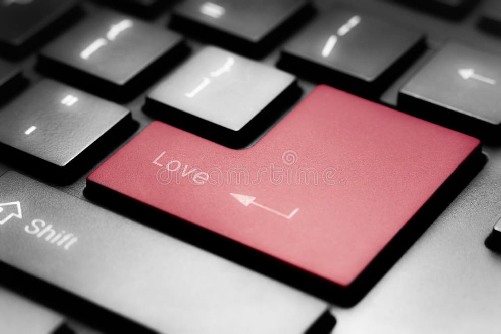 Grey Keyboard with Red Enter Button with Love on it Stock Image - Image ...
