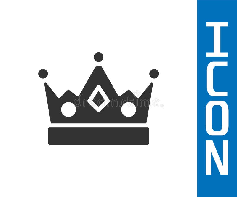 Grey King Crown Icon Isolated on Grey Background. Square Glass Panels ...