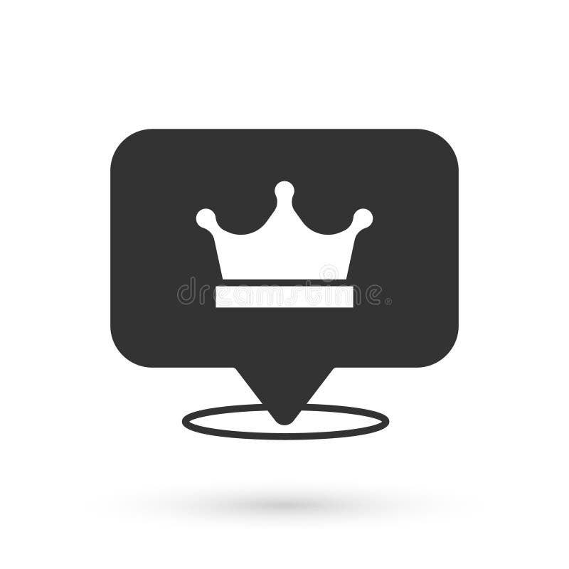 Grey King Crown Icon Isolated on Grey Background. Square Glass Panels ...