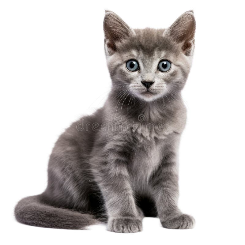 Grey Kitty on Isolated Background Stock Image - Illustration of ...
