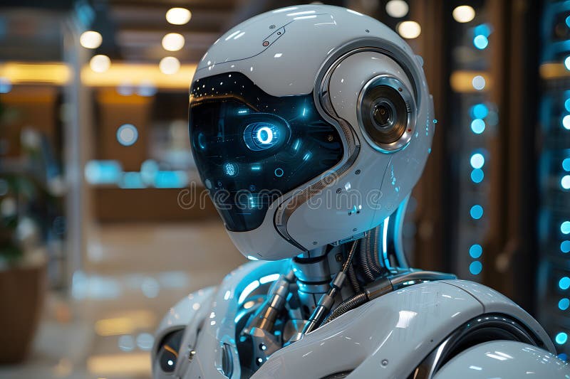 Grey Lab Collaboration: Harmonious Human-Robot Union Stock Illustration ...