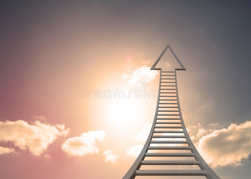 Grey ladder arrow pointing stock illustration. Illustration of progress ...