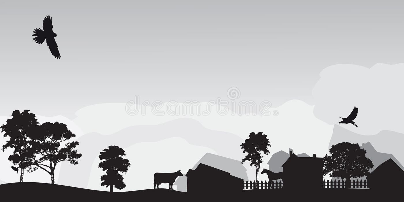 Village Rural Skyline Black Stock Illustrations – 215 Village Rural ...