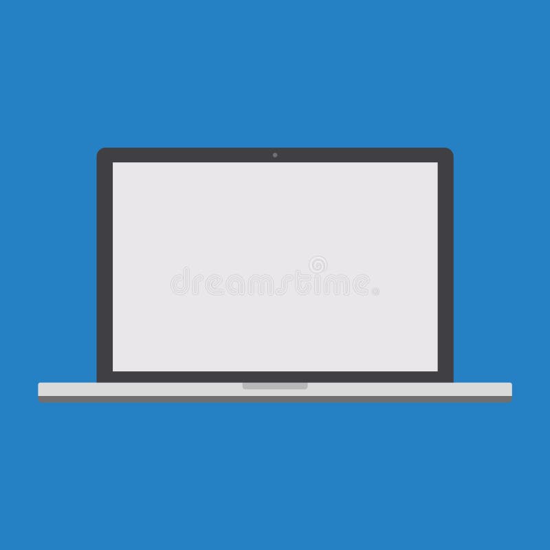 Grey Laptop Flat Style on Blue Background Vector Eps10. Laptop with ...