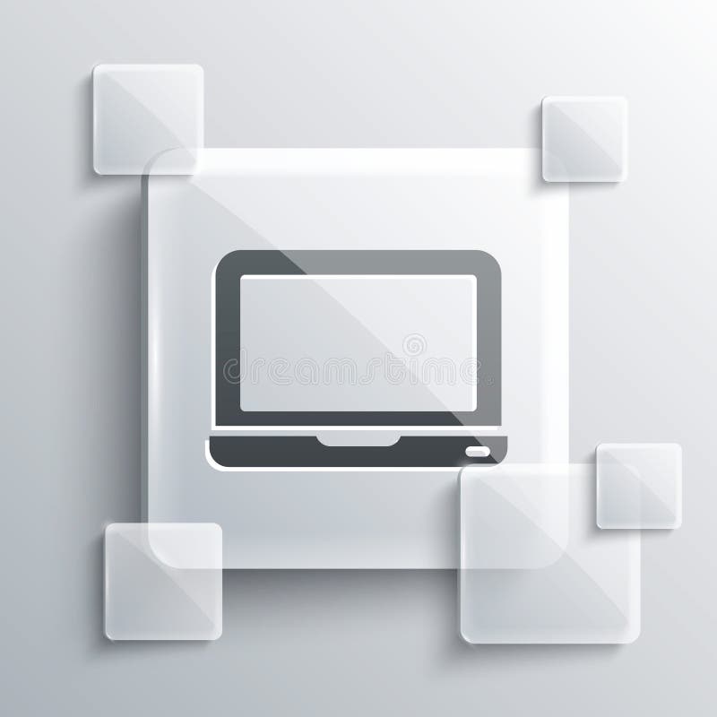 Grey Laptop Icon Isolated on Grey Background. Computer Notebook with ...