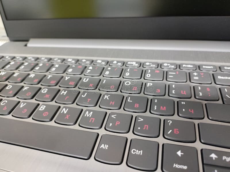 Grey Laptop Keyboard Closeup Stock Photo - Image of letters, gadget ...