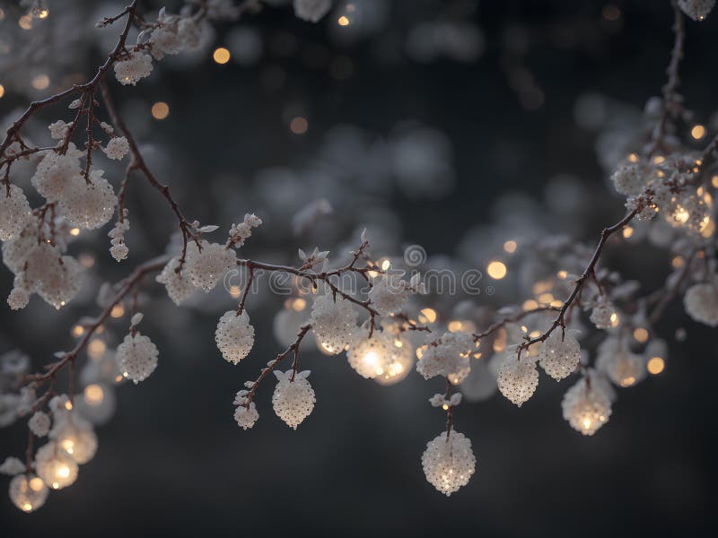 Grey Leaves on Branches of a Tree. AI Stock Illustration - Illustration ...