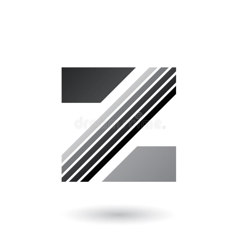 Grey Letter Z with Thick Diagonal Stripes Vector Illustration Stock ...