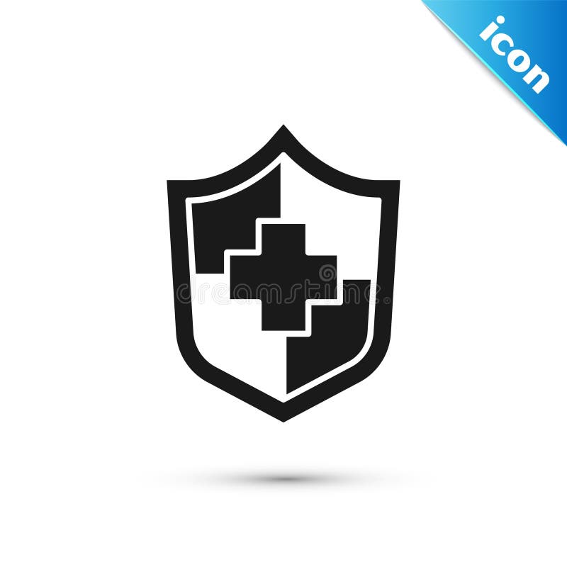 Grey Life Insurance with Shield Icon Isolated on White Background ...