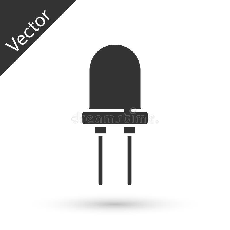 Grey Light Emitting Diode Icon Isolated on White Background ...