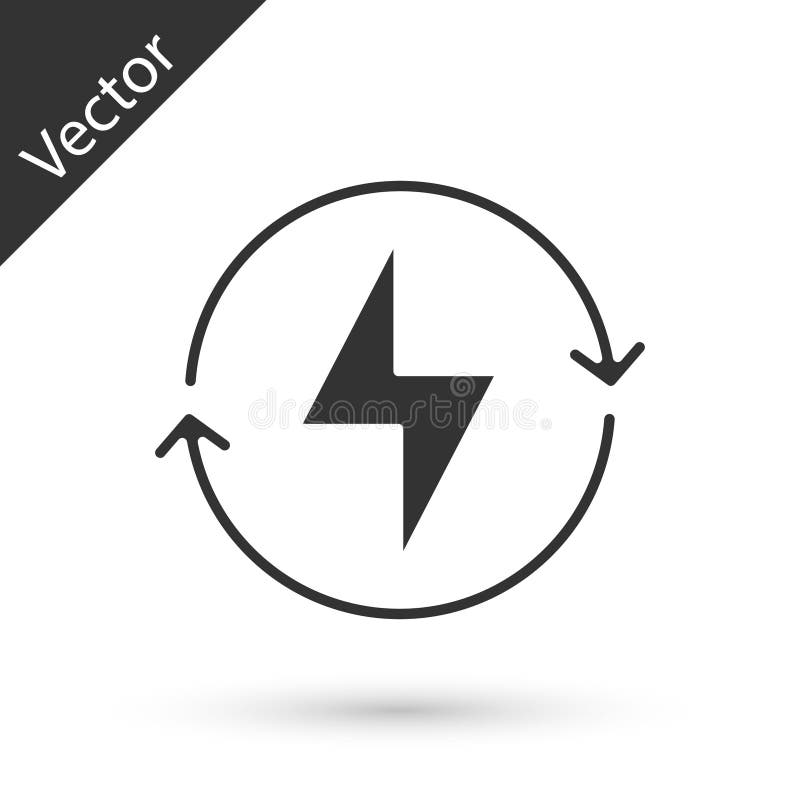 Grey Lightning Bolt Icon Isolated on White Background. Flash Sign ...