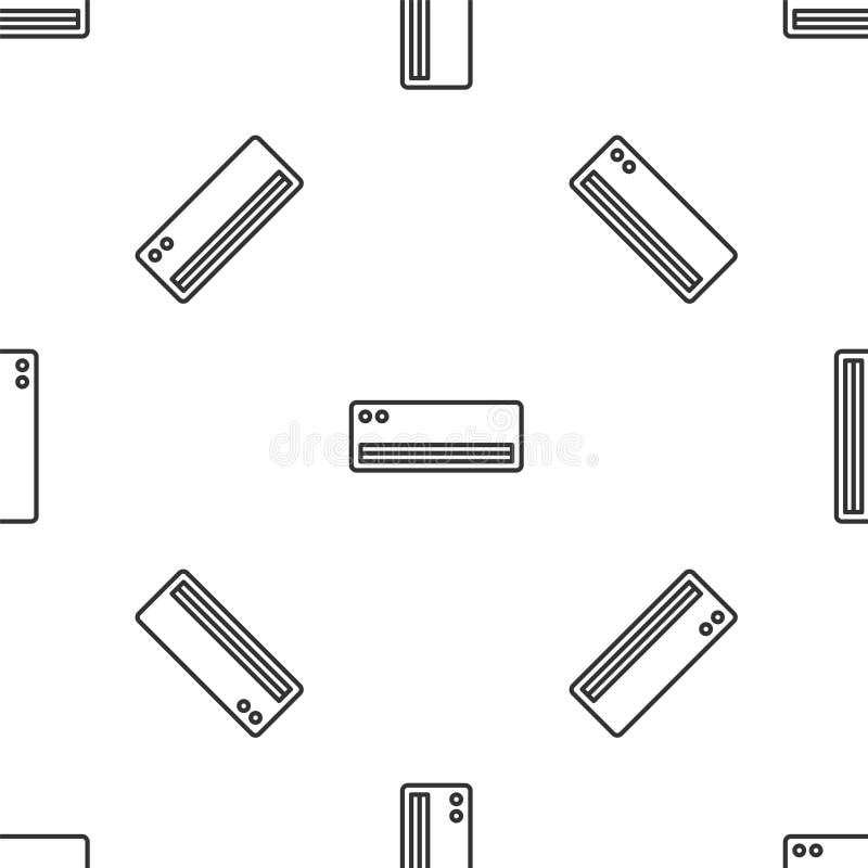 Grey Line Air Conditioner Icon Isolated Seamless Pattern on White ...