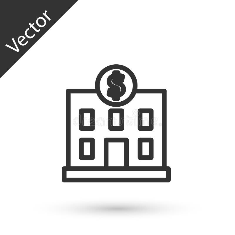 Grey Line Bank Building Icon Isolated on White Background. Vector Stock ... Grey Line Bank Building Icon Isolated on White Background. Vector Stock ...