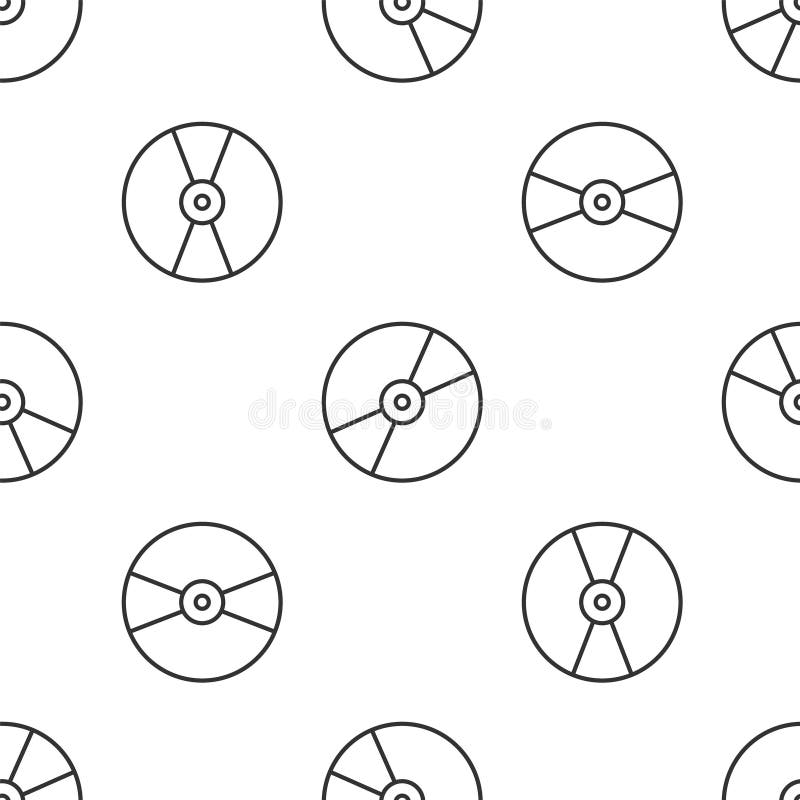 Grey Line CD or DVD Disk Icon Isolated Seamless Pattern on White ...