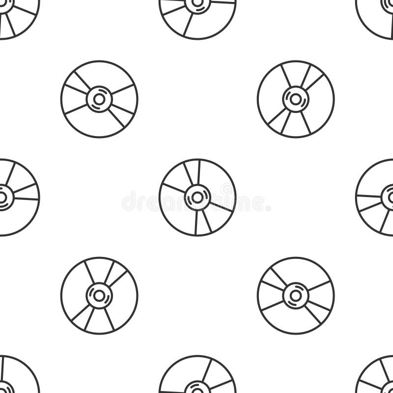 Grey Line CD or DVD Disk Icon Isolated Seamless Pattern on White ...