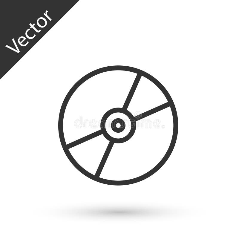 Grey Line CD or DVD Disk Icon Isolated on White Background. Compact ...