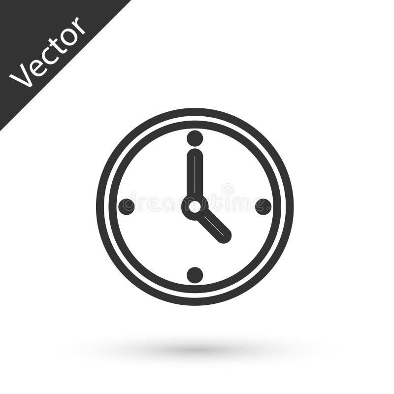 Grey Line Clock Icon Isolated on White Background. Time Symbol Stock ... Grey Line Clock Icon Isolated on White Background. Time Symbol Stock ...