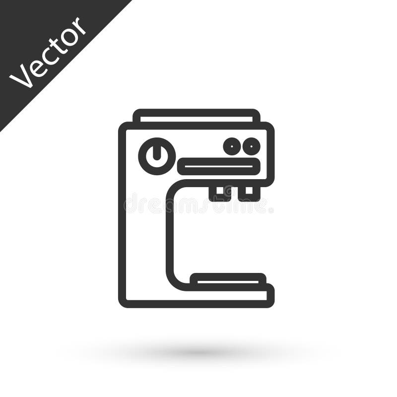 Grey Line Coffee Machine Icon Isolated on White Background. Vector ...