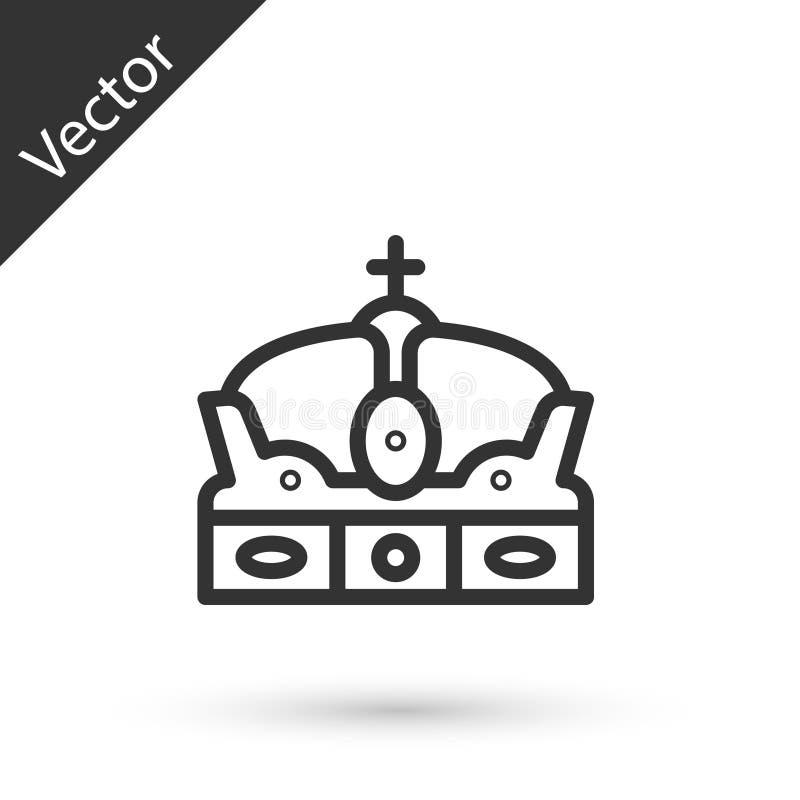 Grey Line Crown of Spain Icon Isolated on White Background. Vector ...
