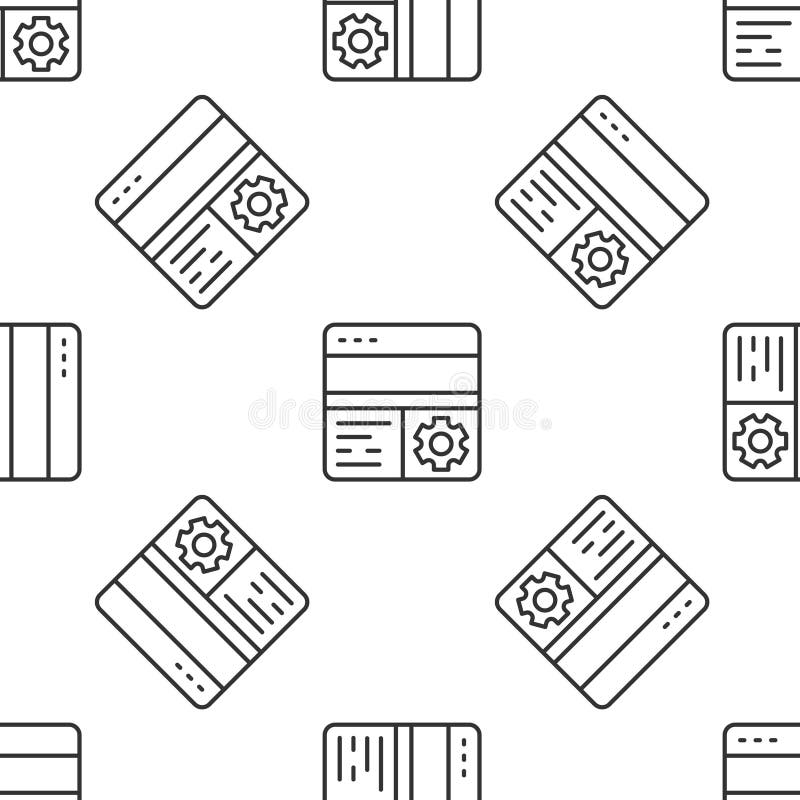 Grey Line Debugging Icon Isolated Seamless Pattern on White Background. Debugging Tool Stock ...