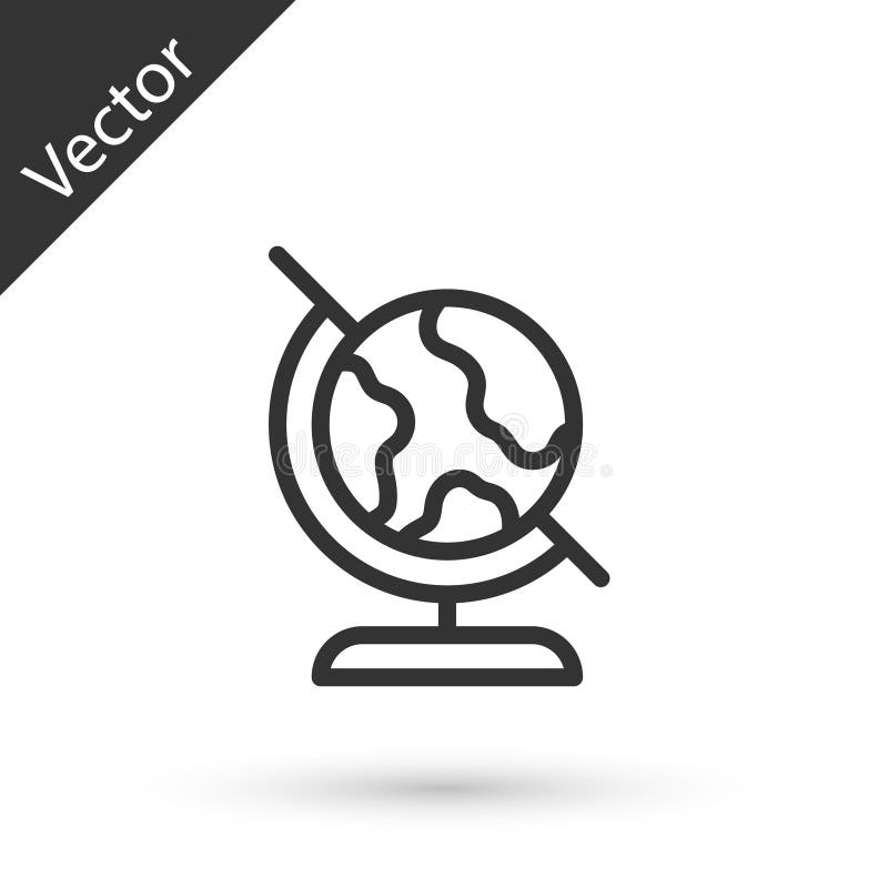 Grey Line Earth Globe Icon Isolated on White Background. Vector Stock ...