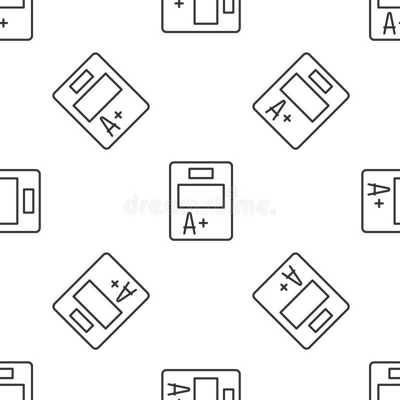 Grey Line Exam Sheet with a Plus Grade Icon Isolated Seamless Pattern ...