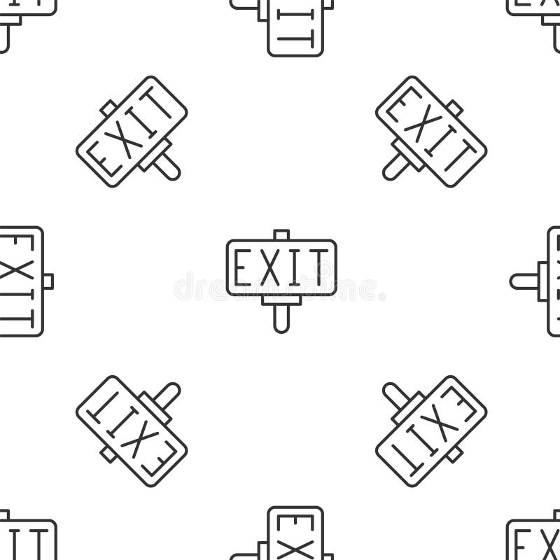 Grey Line Fire Exit Icon Isolated Seamless Pattern on White Background ...