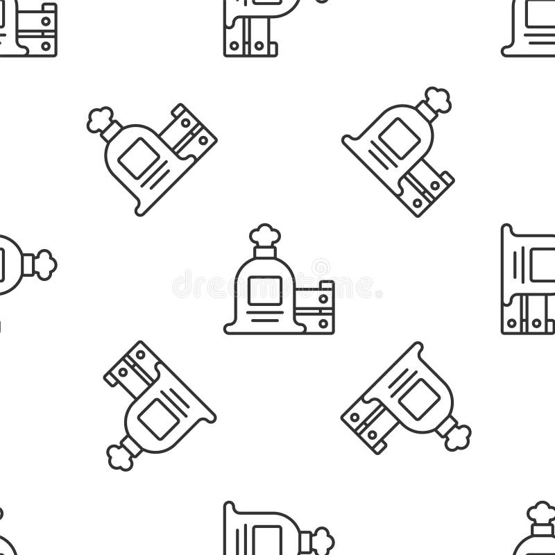Grey Line Full Sack and Wooden Box Icon Isolated Seamless Pattern on ...