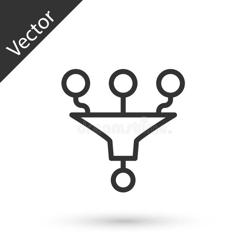 Grey Line Funnel or Filter Icon Isolated on White Background. Vector ...