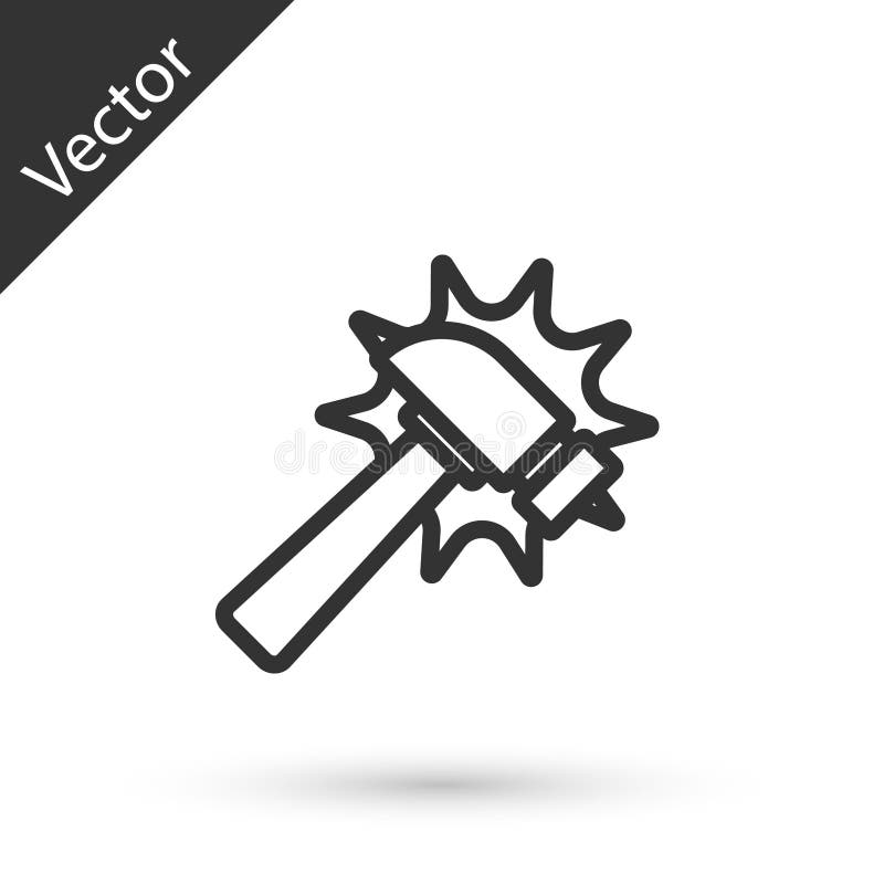 Grey Line Hammer Icon Isolated on White Background. Tool for Repair ...