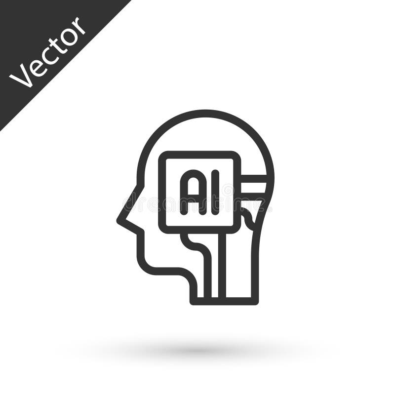 Grey Line Humanoid Robot Icon Isolated on White Background. Artificial ...