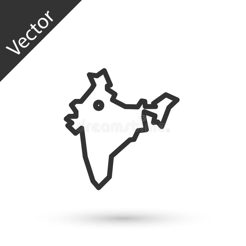 Grey Line India Map Icon Isolated on White Background. Vector Stock ...