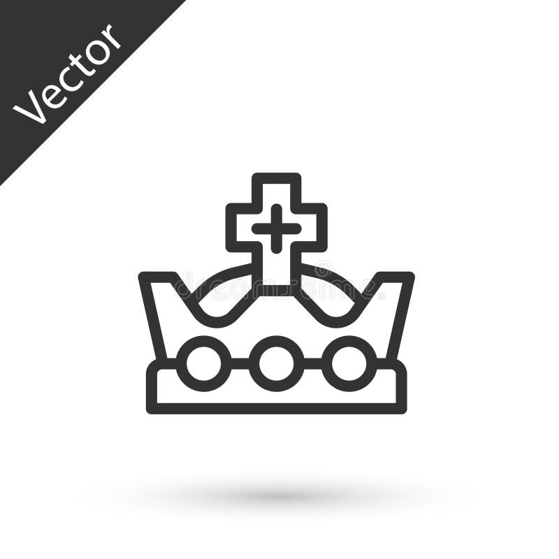 Grey Line King Crown Icon Isolated on White Background. Vector Stock ...