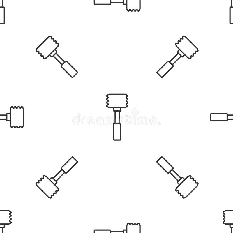 Grey Line Kitchen Hammer Icon Isolated Seamless Pattern on White ...