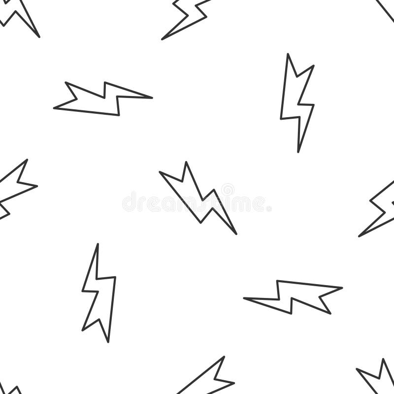 Grey Line Lightning Bolt Icon Isolated Seamless Pattern on White ...